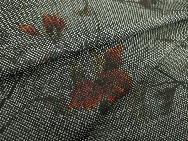 平和屋着物●本場大島紬　9マルキ　草花文　正絹　逸品　未使用　DAAZ0019ps