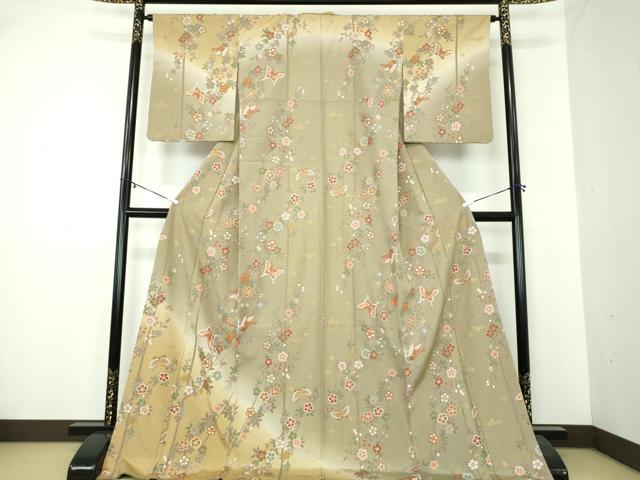 平和屋着物●訪問着　舞蝶花文　暈し染め　金彩　正絹　逸品　DAAZ0024ps