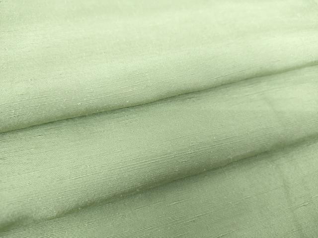 平和屋着物●上質な紬　色無地　山葵色　正絹　逸品　DAAZ0025ps