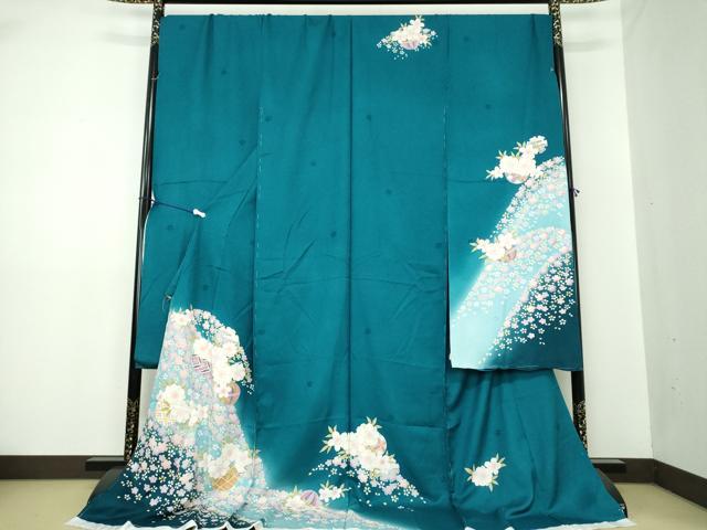 平和屋着物●豪華振袖　舞桜手毬　暈し染め　金彩　仮絵羽　逸品　未使用　DAAZ0031ps