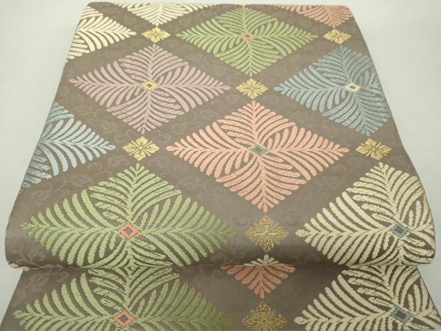 平和屋着物●六通柄袋帯　唐織　松菱　金糸　正絹　逸品　DAAZ0037ps