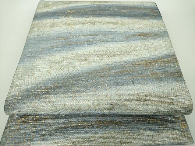 平和屋着物●六通柄袋帯　紙布　霞文　金彩　正絹　逸品　DAAZ0039ps