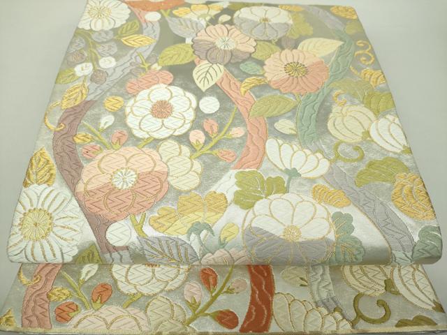 平和屋着物●六通柄袋帯　唐織　立涌花文　金銀糸　正絹　逸品　未使用　DAAZ0054ps