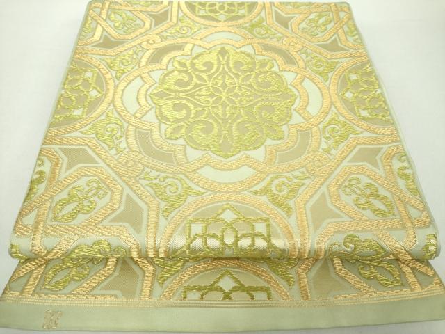 平和屋着物●西陣　川島織物　六通柄　本袋帯　正倉院花文　金糸　正絹　逸品　DAAZ0065ps