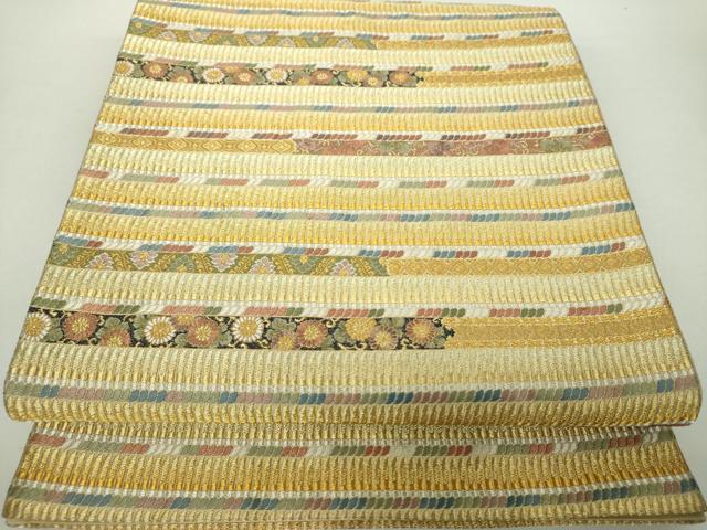 平和屋着物●六通柄袋帯　優美つづれ　吉祥花文　金銀糸　正絹　逸品　DAAZ0080ps