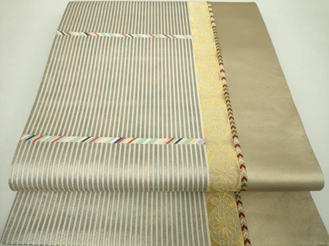 平和屋着物●六通柄　本袋帯　唐織　花間道　金糸　引箔　正絹　逸品　未使用　DAAZ0110ps