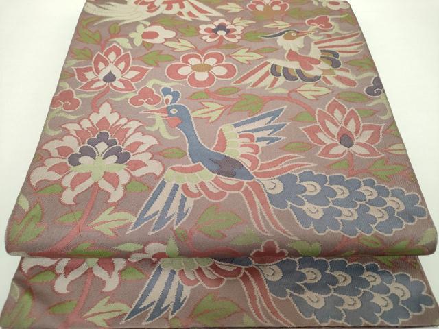 平和屋着物●織物一筋名門　織悦　全通柄　本袋帯　更紗花鳥文　正絹　逸品　DAAZ0114ps