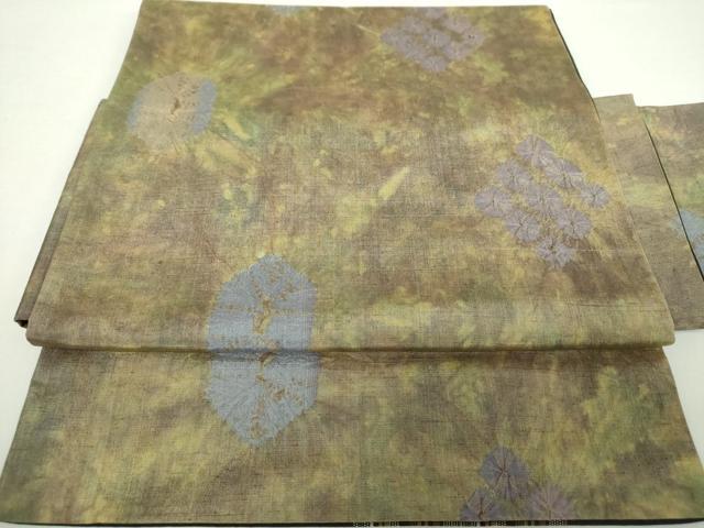 平和屋着物●菅原工房　菅原結作　漢方染紬　つけ帯　絞り　亀甲菱文　正絹　逸品　未使用　DAAZ0142ps