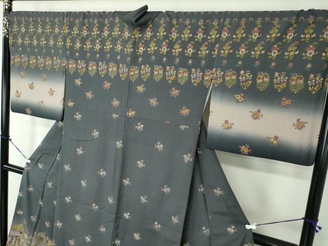 平和屋着物●訪問着　紬地　更紗花文　正絹　逸品　DAAZ0161ps 平和屋着物○訪問着 紬地 更紗花文 正絹 逸品 DAAZ0161ps