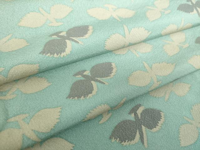 平和屋着物●上質な小紋　作家物　サギソウ　ブルーグリーン色　反端付き　正絹　逸品　DAAZ0165ps