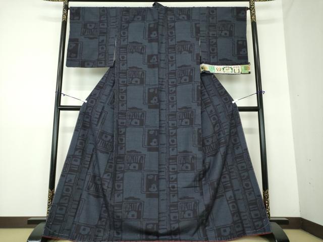 平和屋着物●結城紬　奥順　はたおり娘　80亀甲　幾何学文様　やまと誂製　証紙付き　正絹　逸品　未使用　DAAZ0167ps