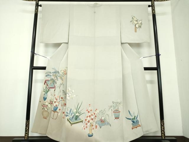 平和屋着物●訪問着　駒刺繍　飾花文　暈し染め　金彩　正絹　逸品　DAAZ0199ps