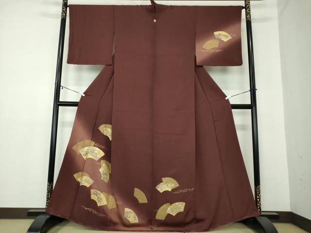 平和屋着物●訪問着　駒刺繍　地紙重ね花文　金彩　正絹　逸品　DAAZ0204ps