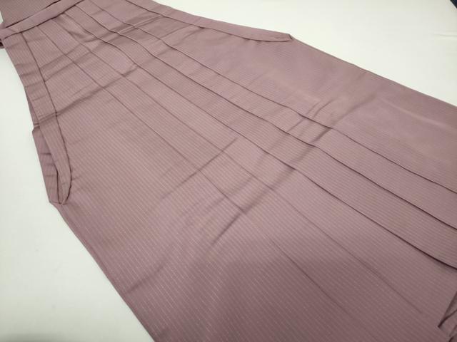 平和屋着物●男性　馬乗袴　縞　金糸　葡萄鼠　正絹　逸品　DAAZ0236ps