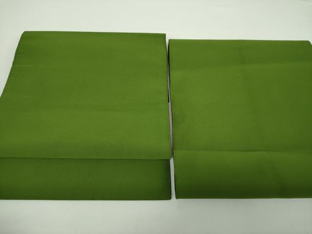 平和屋着物●爪掻き本綴れ　つけ帯　苔色　正絹　逸品　DAAZ0240ps
