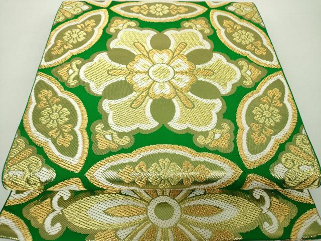 平和屋着物●西陣　川島織物　六通柄　本袋帯　七宝花文　金糸　正絹　逸品　DAAZ0364ps
