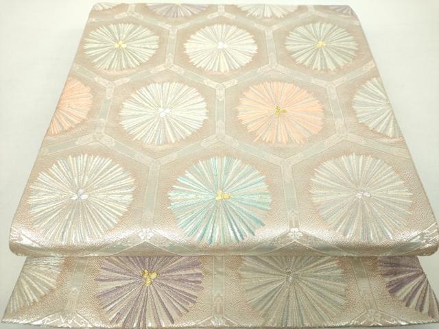 平和屋着物●六通柄袋帯　唐織　亀甲花文　金銀糸　正絹　逸品　DAAZ0371ps