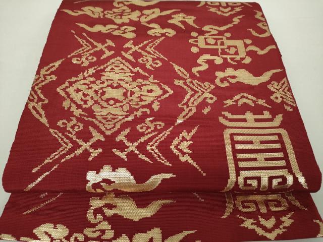 平和屋着物●六通柄　本袋帯　龍村平蔵柄　壽宝金華山錦　北出謹製　金糸　正絹　逸品　DAAZ0459ps