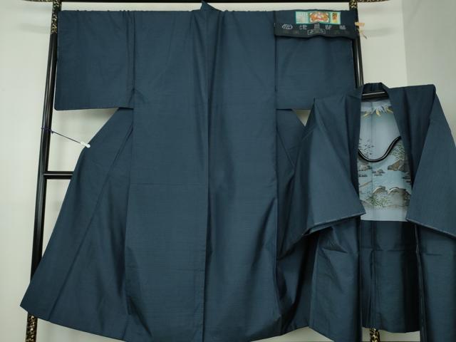 平和屋着物●男性　本場大島紬　アンサンブル　長羽織　100亀甲　総詰め　池田特製　証紙付き　正絹　逸品　未使用　DAAZ0518ps