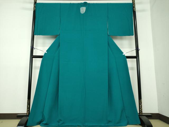 平和屋着物●上質な色無地　濃青碧色　ロング丈　正絹　逸品　未使用　DAAZ0523ps