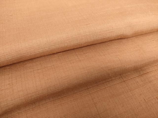 平和屋着物●結城紬　色無地　深支子色　正絹　逸品　DAAZ0539ps