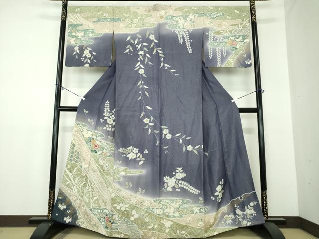 平和屋着物●訪問着　絞り　辻が花　暈し染め　金彩　銀通し地　ますいわ屋扱い　正絹　逸品　DAAZ0552ps