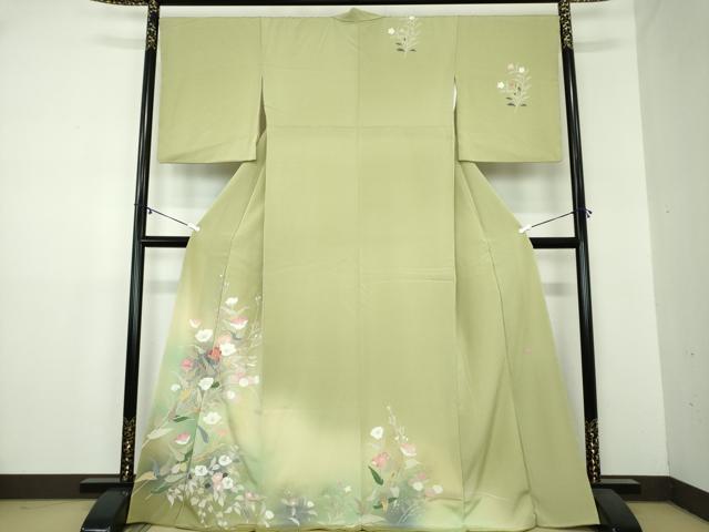 平和屋着物●訪問着　作家物　枝花文　暈し染め　金銀彩　正絹　逸品　DAAZ0561ps