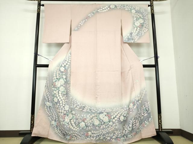 平和屋着物●越後十日町の一流染匠　桐屋・翠山工房　訪問着　総絞り　辻が花　暈し染め　正絹　逸品　DAAZ0563ps