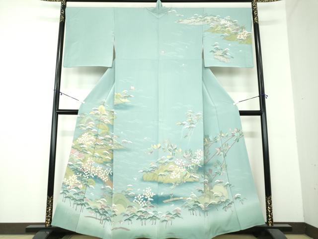 平和屋着物●高級染元　粋峰　林芳夫　京加賀友禅　訪問着　水辺風景花文　暈し染め　正絹　逸品　DAAZ0576ps