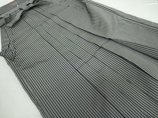 平和屋着物●男性　行灯袴　縞　正絹　逸品　DAAZ0591ps