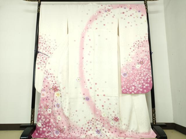 平和屋着物●豪華振袖　駒刺繍　舞花文　コスモス　暈し染め　金彩　正絹　逸品　DAAZ0608ps