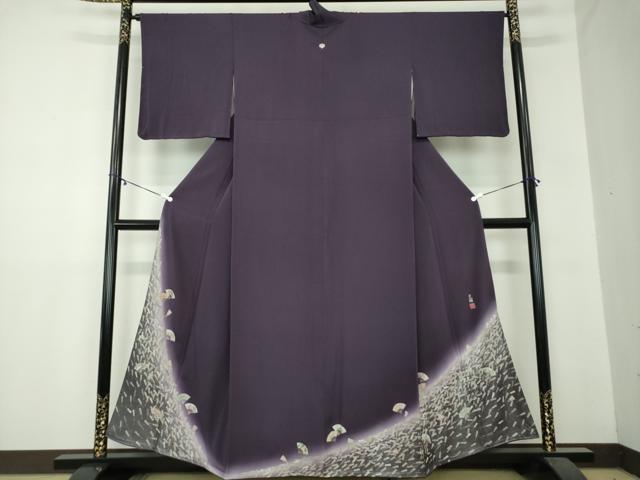 平和屋着物●松尾光琳　色留袖　扇面流し　暈し染め　銀彩　正絹　逸品　DAAZ0612ps