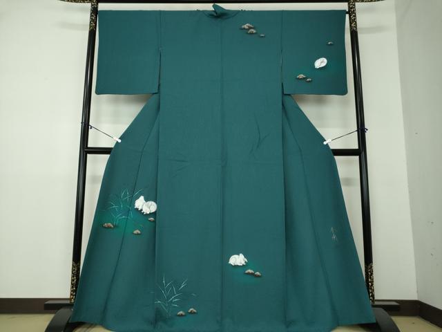 平和屋着物●訪問着　作家物　手描き　兎　金彩　正絹　逸品　DAAZ0626ps