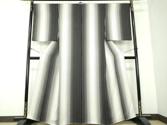 平和屋着物●上質な小紋　変わり縞　正絹　逸品　DAAZ0640ps