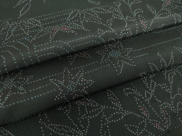 平和屋着物●上質な紬　草葉文　正絹　逸品　DAAZ0646ps