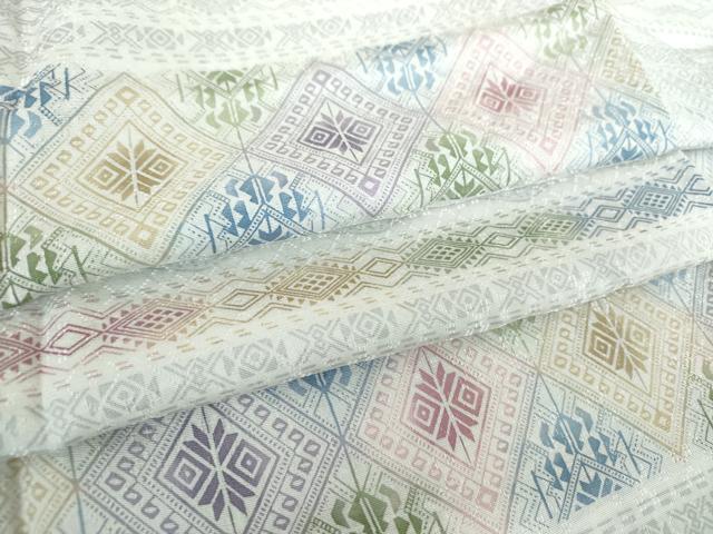 平和屋着物●上質な小紋　花織　型染　横段菱文　正絹　逸品　未使用　DAAZ0663ps