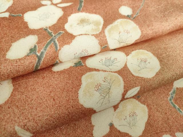 平和屋着物●上質な小紋　地紋起こし　枝椿　暈し染め　正絹　逸品　DAAZ0664ps