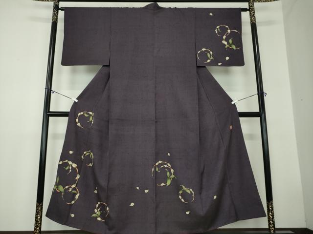 平和屋着物●ファッションデザイナー 花井幸子　訪問着　紬地　刺繍　花丸文　正絹　逸品　DAAZ0669ps