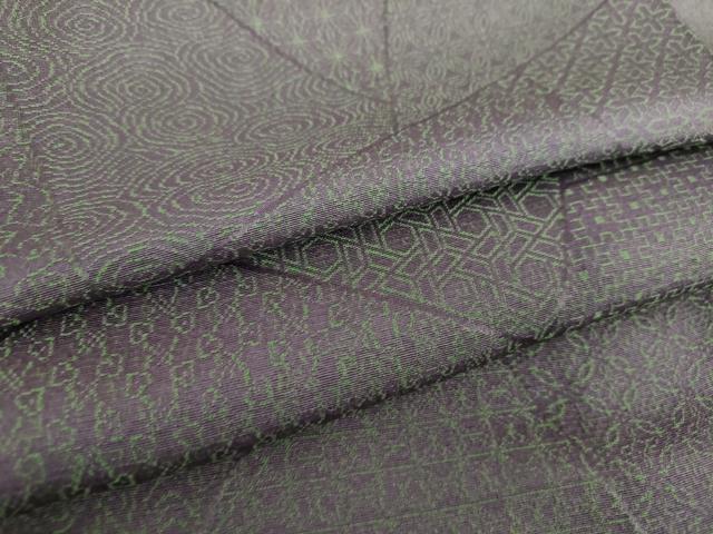 平和屋着物●上質な紬　切嵌花文　正絹　逸品　DAAZ0697ps