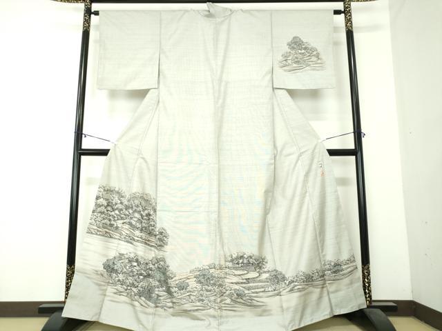 平和屋着物●本場染大島紬　訪問着　作家物　手描き　仁科路　正絹　逸品　DAAZ0716ps