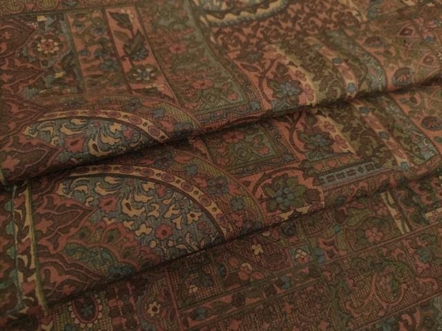 平和屋着物●上質な小紋　紬地　更紗花文　正絹　逸品　未使用　DAAZ0746ps