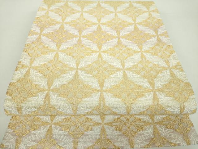 平和屋着物●六通柄袋帯　唐織　七宝鳳凰花文　金糸　正絹　逸品　DAAZ0767ps