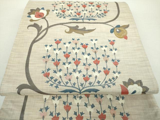 平和屋着物●名門木屋太　今河織物　六通柄袋帯　更紗花文　正絹　逸品　DAAZ0784ps