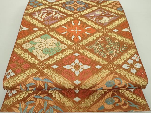 平和屋着物●西陣　川島織物　六通柄　本袋帯　唐織　鳳凰花菱文　金糸　正絹　逸品　DAAZ0792ps