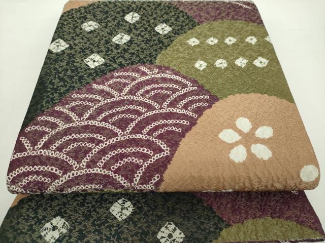 平和屋着物●両面　全通柄袋帯　ふくれ織　青海波花文　金通し地　正絹　逸品　DAAZ0808ps