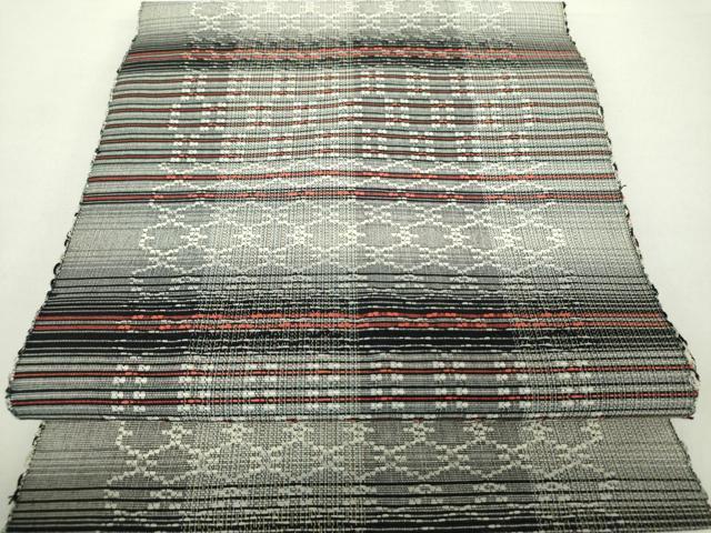平和屋着物●八寸名古屋帯　紬地　花織　横段文　さが美扱い　正絹　逸品　DAAZ0852ps