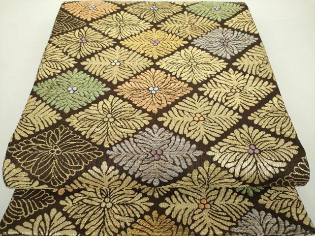 平和屋着物●六通柄袋帯　松菱　金糸　反端付き　正絹　逸品　DAAZ0873ps