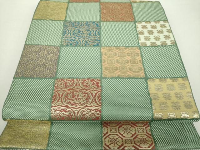 平和屋着物●西陣　川島織物　六通柄　本袋帯　市松蜀江花文　飛龍　金糸　正絹　逸品　DAAZ0878ps