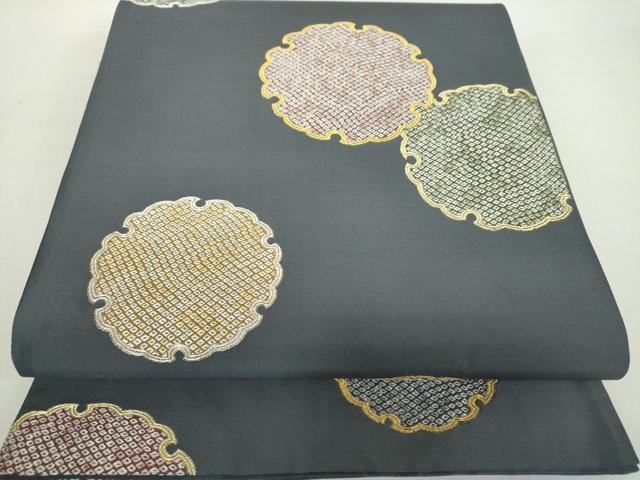 平和屋着物●田中工芸織物　祥園謹製　六通柄袋帯　唐織　鹿の子雪輪重ね　金銀糸　正絹　逸品　DAAZ0898ps