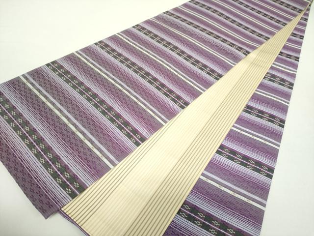 平和屋着物●両面　全通柄袋帯　花織　横段文　正絹　逸品　未使用　DAAZ0901ps